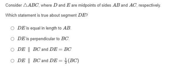 Consider $ ABC$, where $D$ and $E$ are | StudyX
