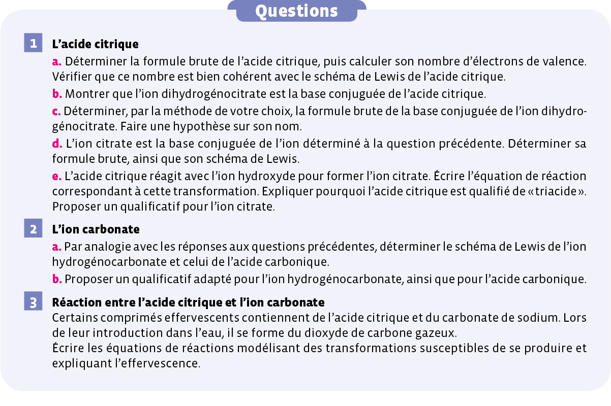 1. L'acide citrique a. Déterminer la | StudyX