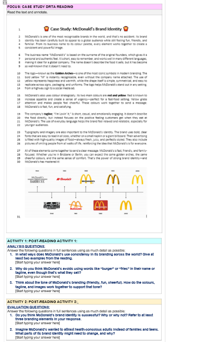 ACTIVITY 1: POST-READING ACTIVITY 1: | StudyX