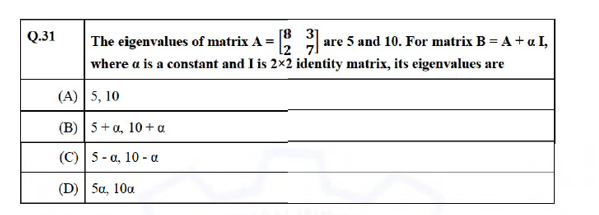 Q.31 The eigenvalues of matrix A = 8 3 | StudyX