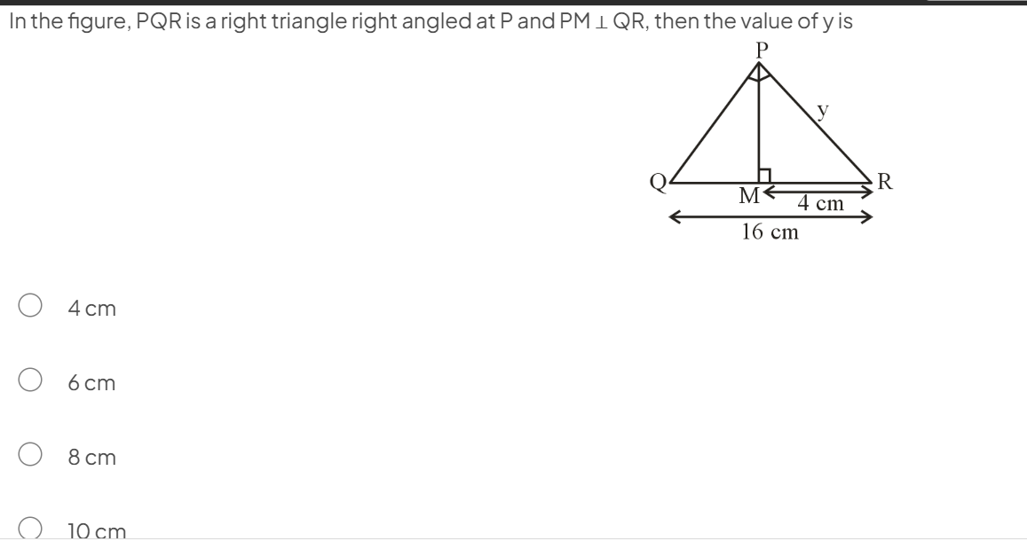 In the figure, PQR is a right triangle right
