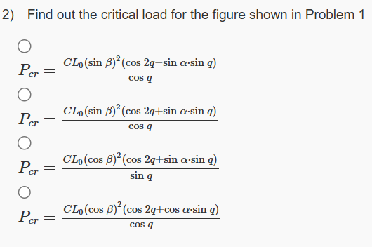 2) Find out the critical load for the figure