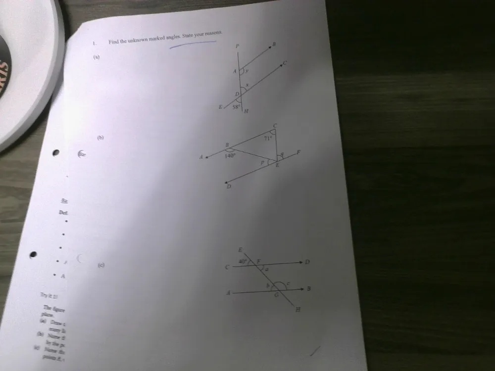 1. Find the unknown marked angles. State | StudyX