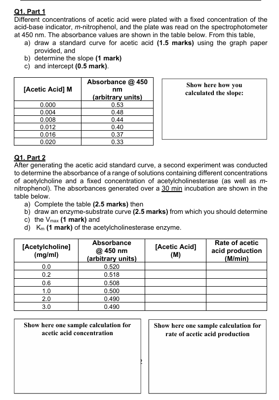 Q1. Part 1 Different concentrations of | StudyX