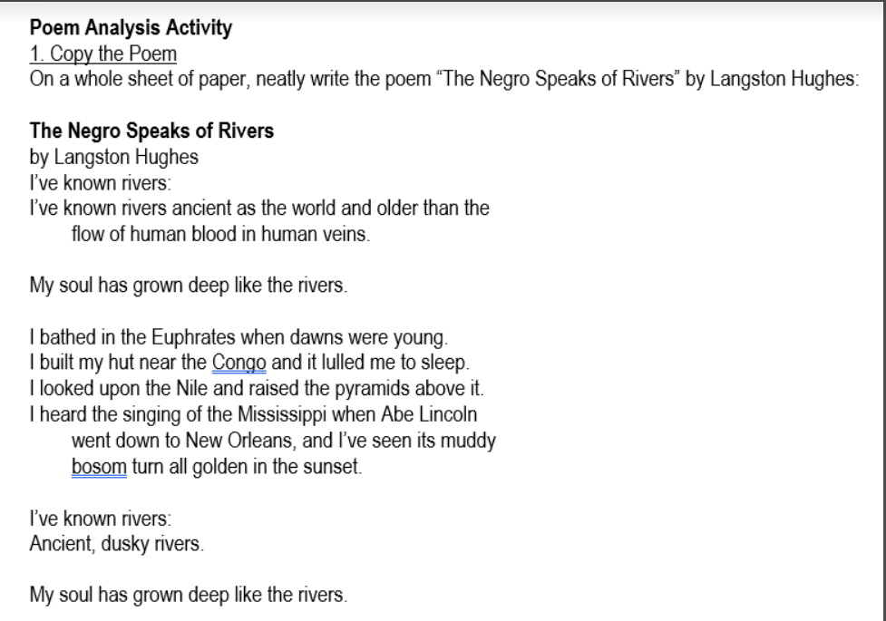 Poem Analysis Activity 1. Copy the Poem On | StudyX