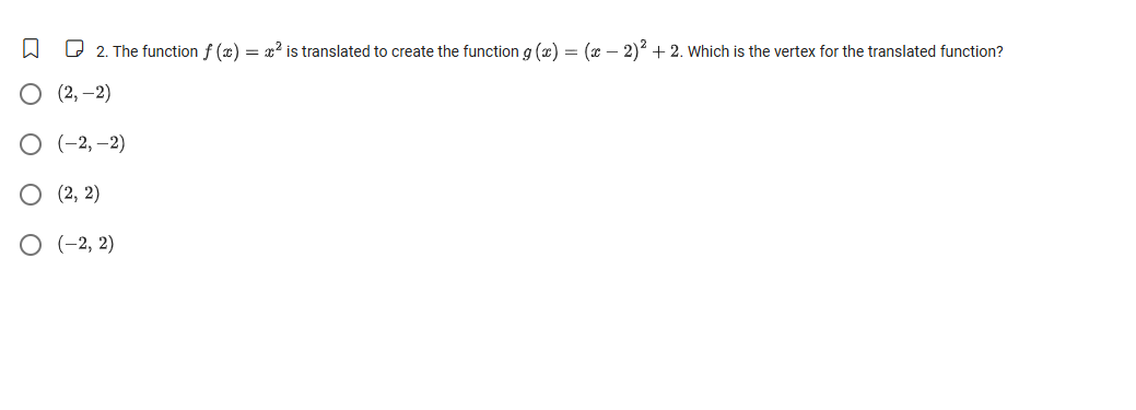 2. The function $f(x) = x^2$ is translated | StudyX