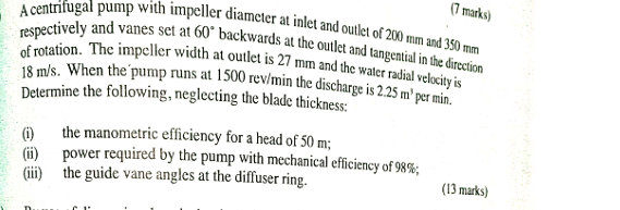 A centrifugal pump with impeller diameter at | StudyX