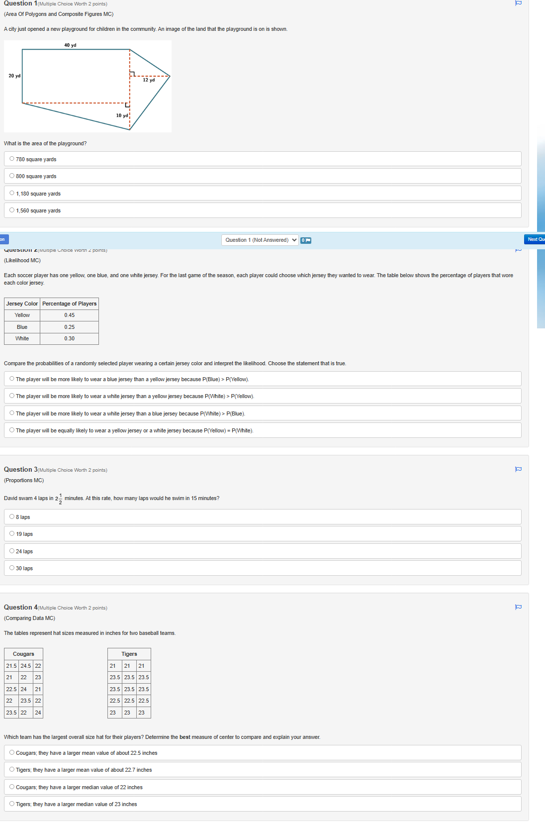 Question 1 (Multiple Choice Worth 2 points) | StudyX