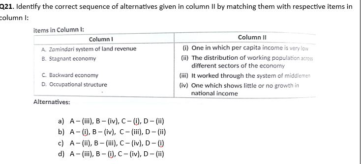 Q21. Identify the correct sequence of | StudyX