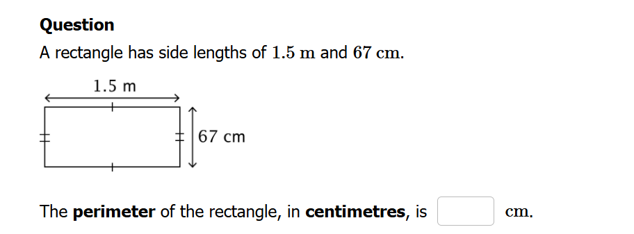 A rectangle has side lengths of 1.5 m and 67 | StudyX