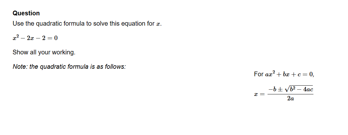 Use the quadratic formula to solve this | StudyX