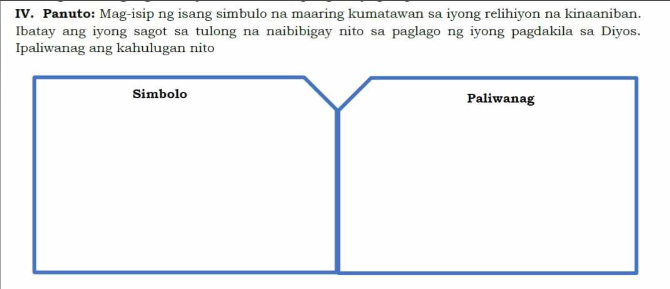IV. Panuto: Mag-isip ng isang simbolo na | StudyX