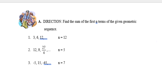 A. DIRECTION: Find the sum of the first n | StudyX