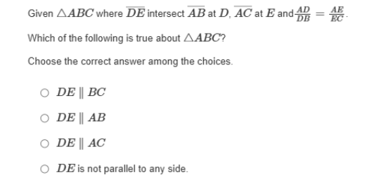 Given $ ABC$ where $ {DE}$ intersect $ | StudyX