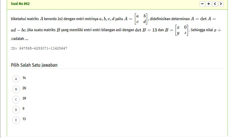 Diketahui matriks $A$ berordo $2 2$ dengan | StudyX