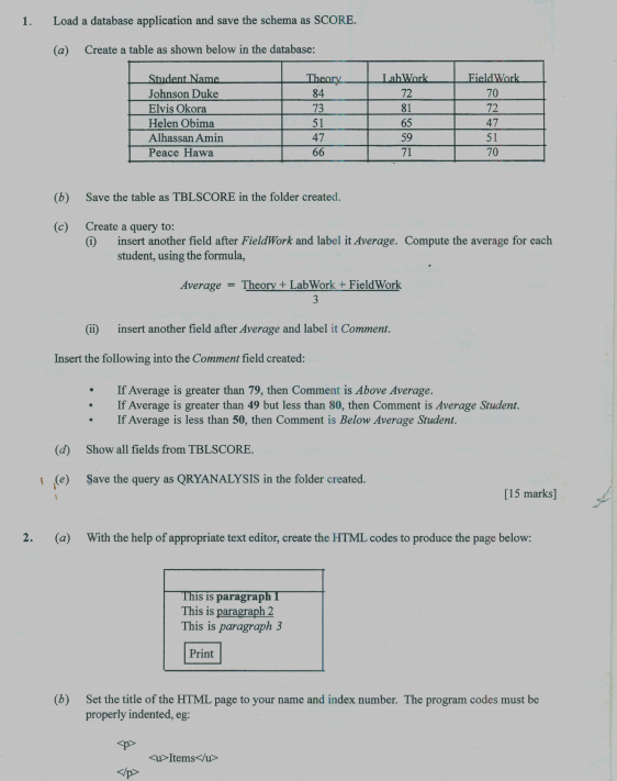 1. Load a database application and save the | StudyX
