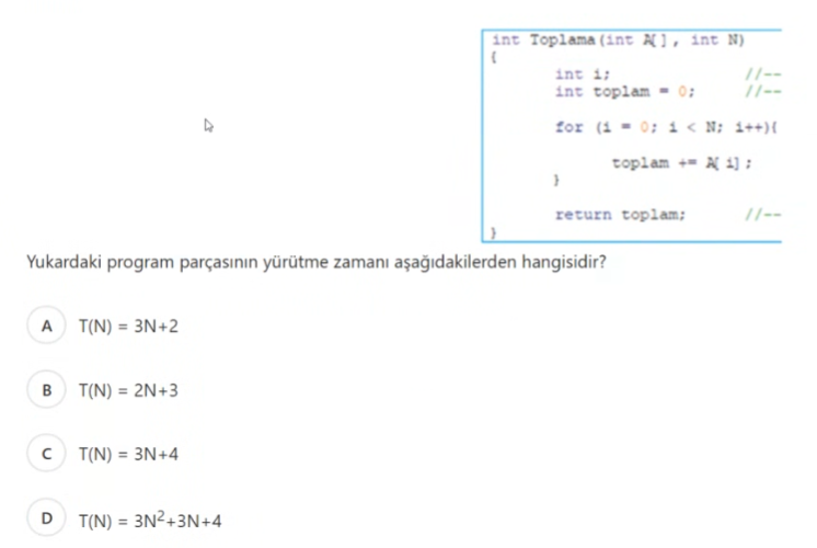 ```cpp int Toplama (int A[], int N) { | StudyX