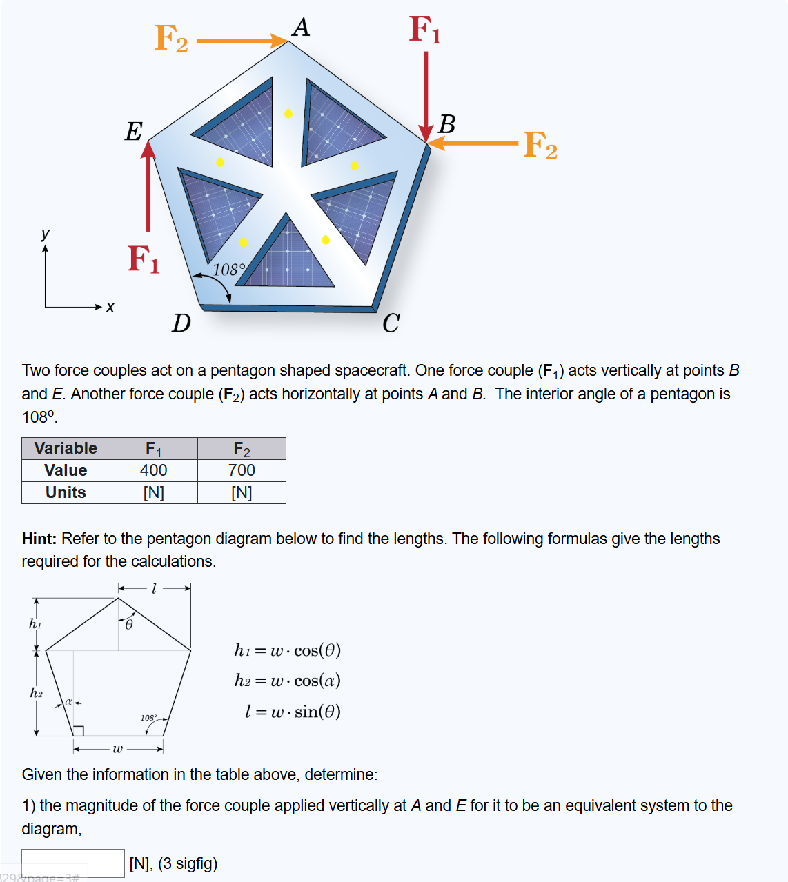 Two force couples act on a pentagon shaped | StudyX