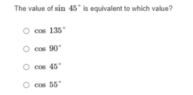 The value of $ 45^ $ is equivalent to which