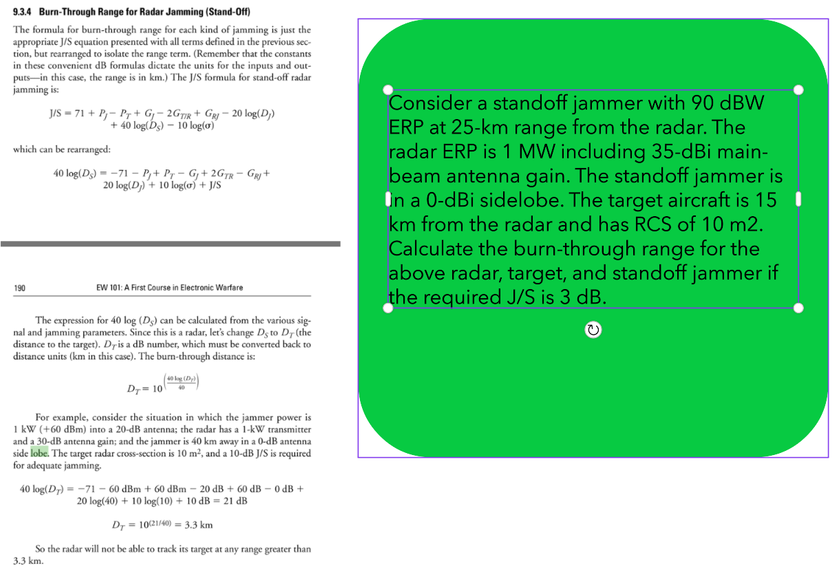 Consider a standoff jammer with 90 dBW ERP | StudyX