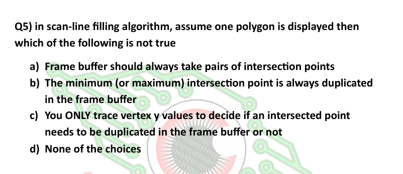 Q5) in scan-line filling algorithm, assume | StudyX