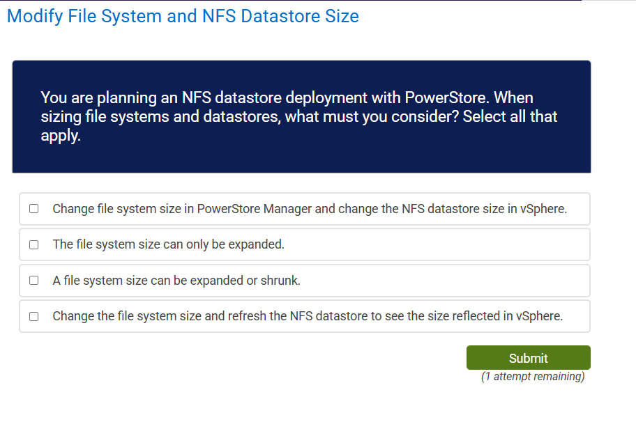 You are planning an NFS datastore deployment | StudyX