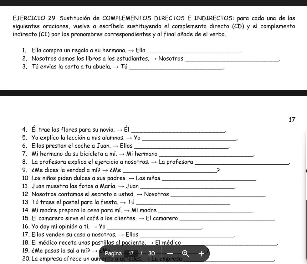 EJERCICIO 29. Sustitución de COMPLEMENTOS | StudyX