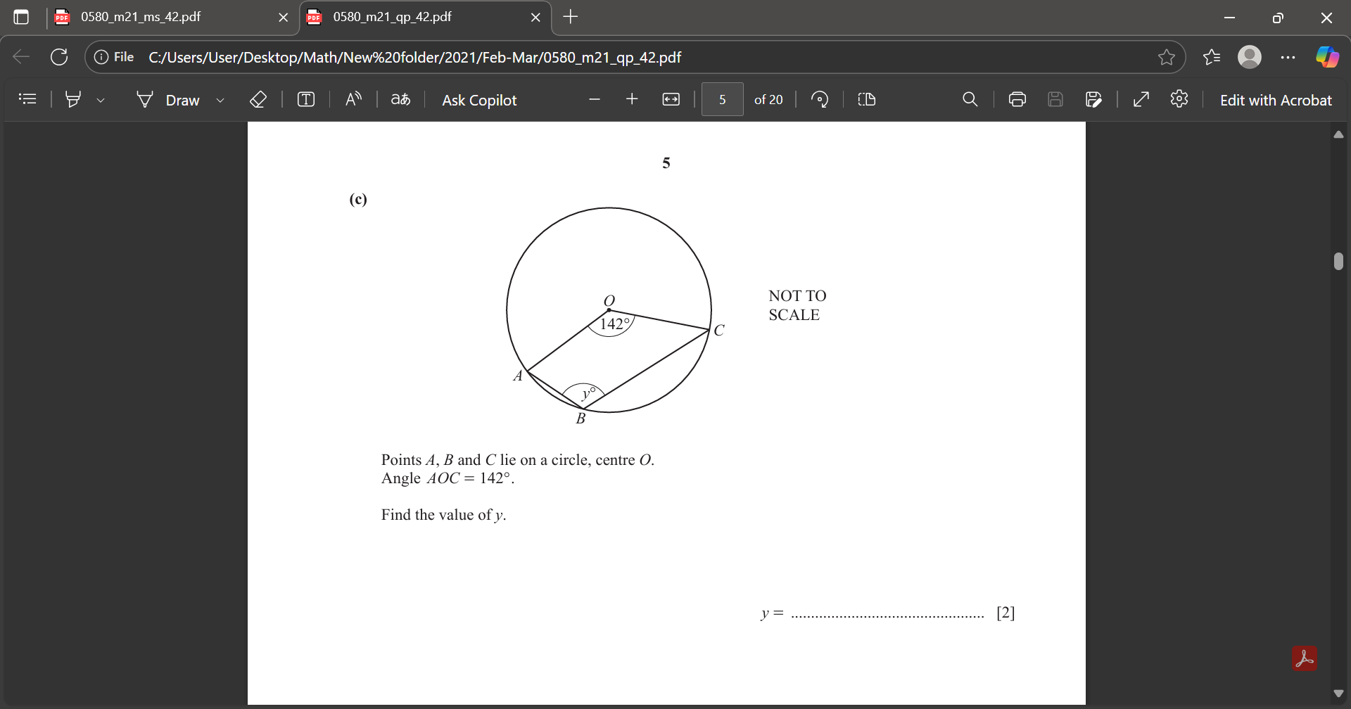 5 (c) NOT TO SCALE Points A, B and C lie on | StudyX