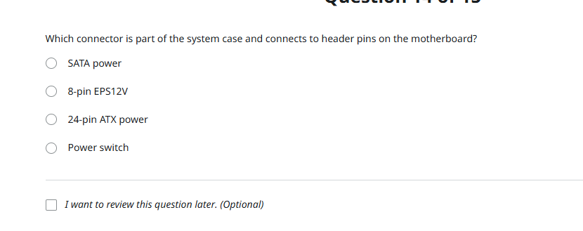 Which connector is part of the system case