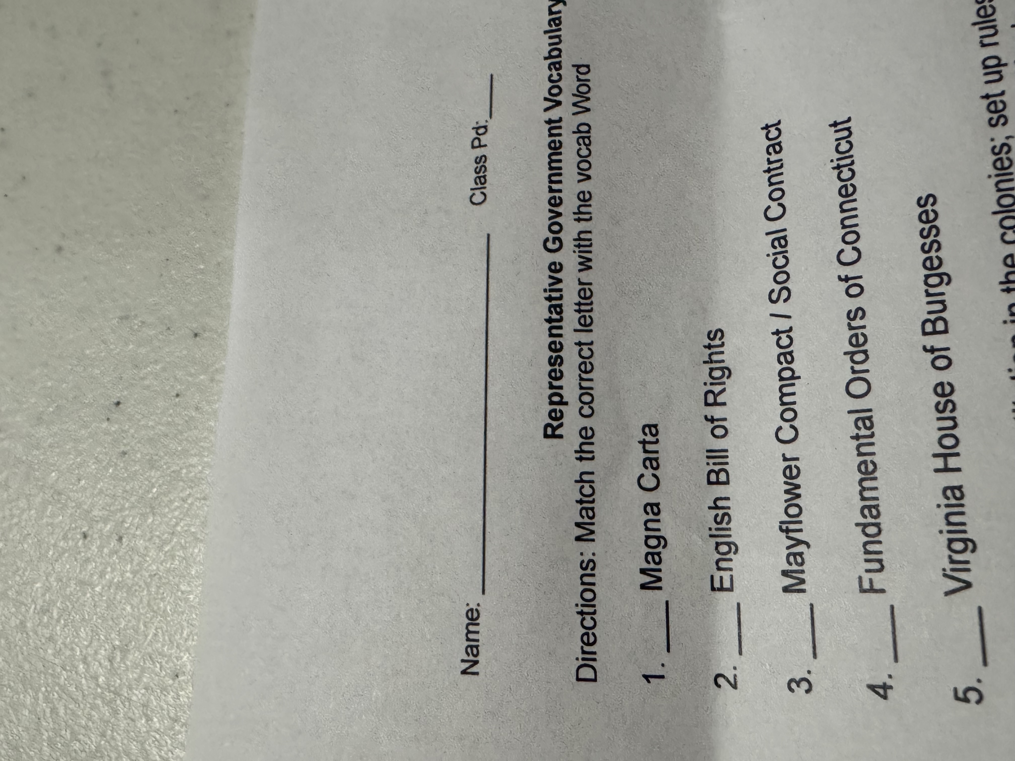 Name: $$ Class Pd: $$ Representative | StudyX