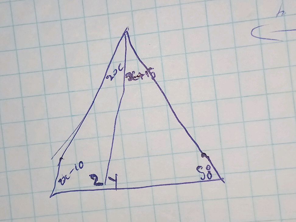 The image contains a triangle with angles | StudyX