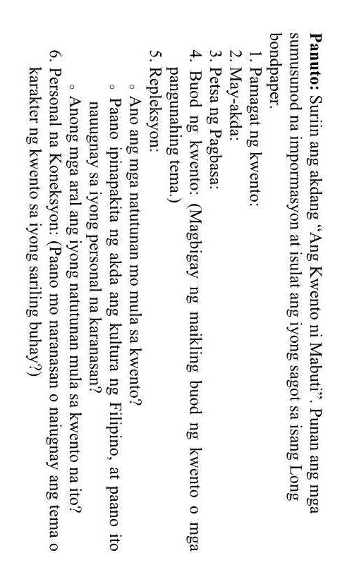 Panuto: Suriin ang akdang "Ang Kwento ni | StudyX