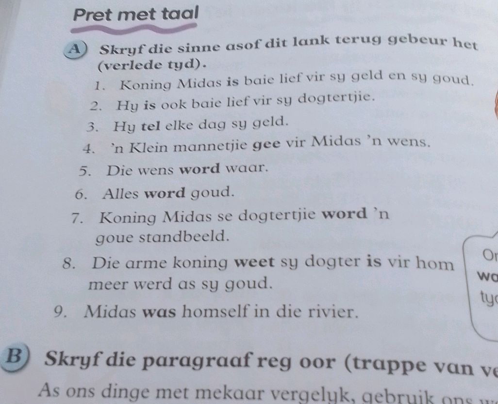 Pret met taal A Skryf die sinne asof dit | StudyX