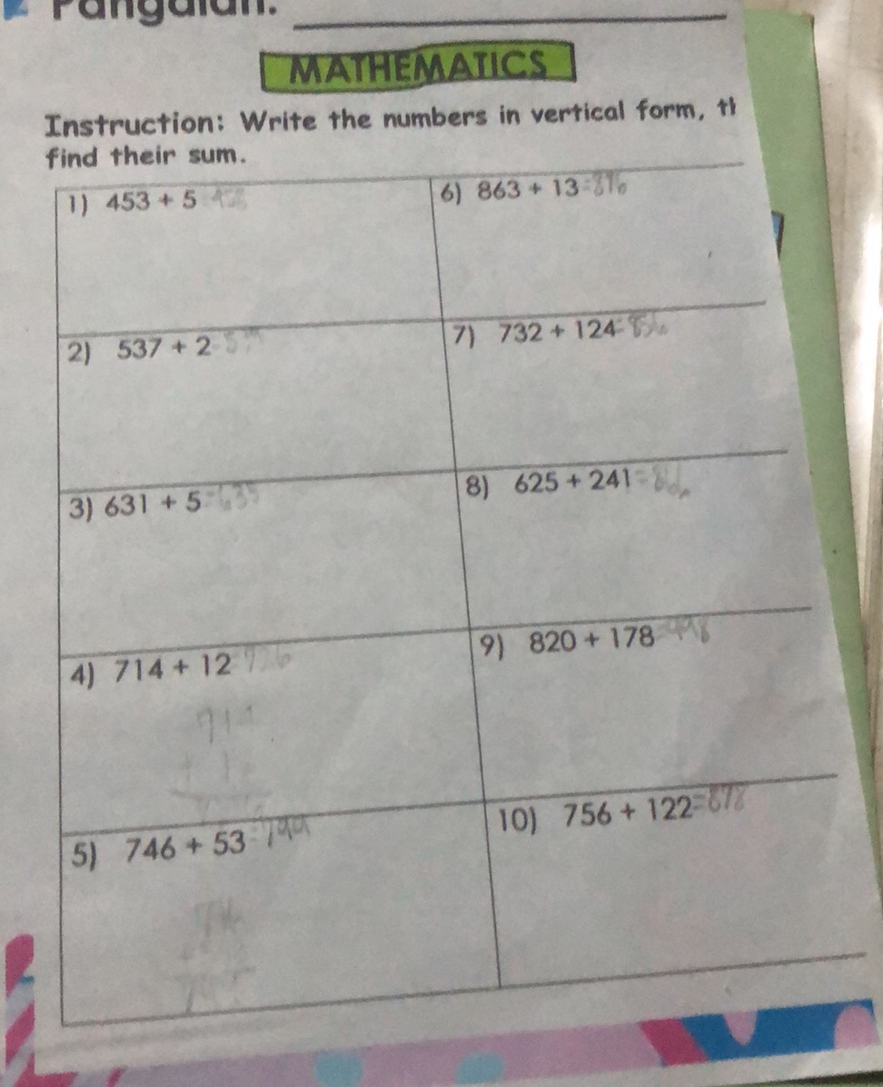 Instruction: Write the numbers in vertical | StudyX
