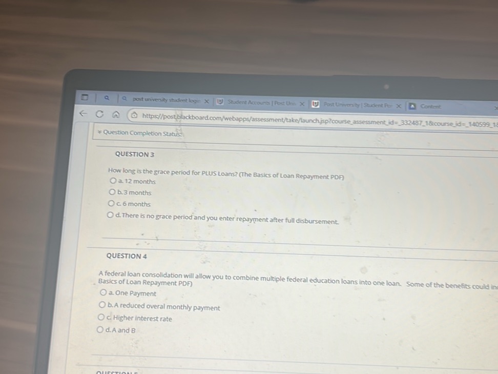 QUESTION 3 How long is the grace period for