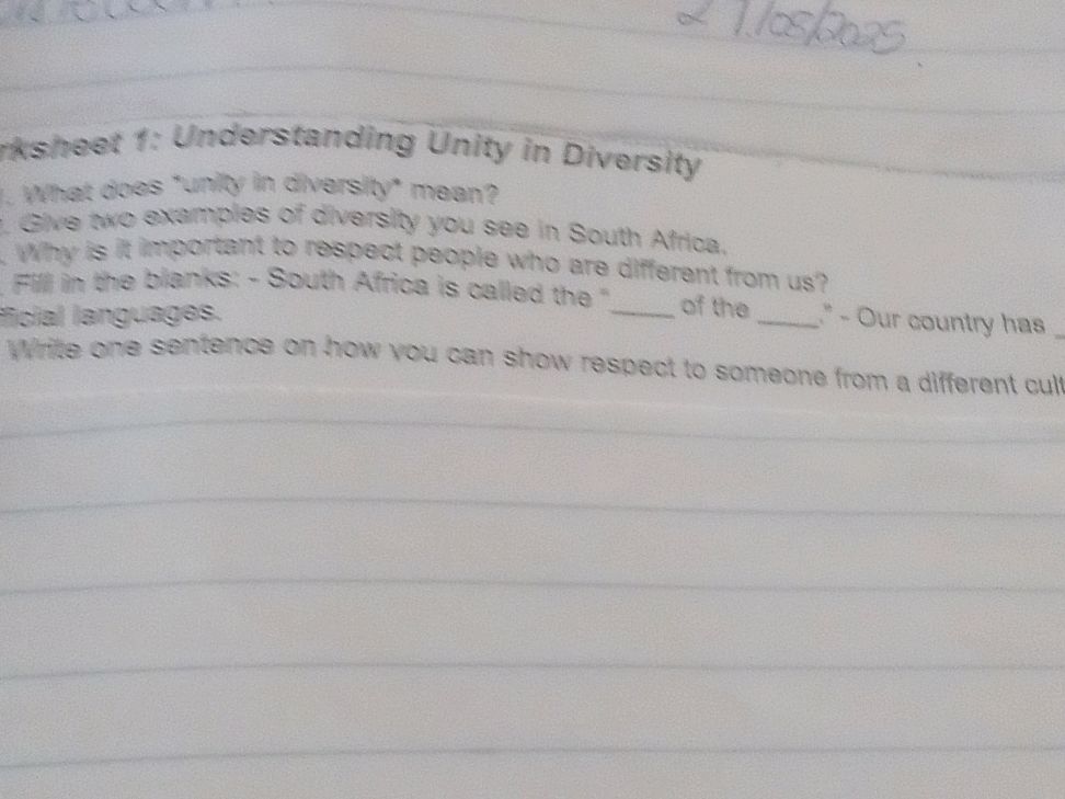 risheet 1: Understanding Unity in Diversity | StudyX
