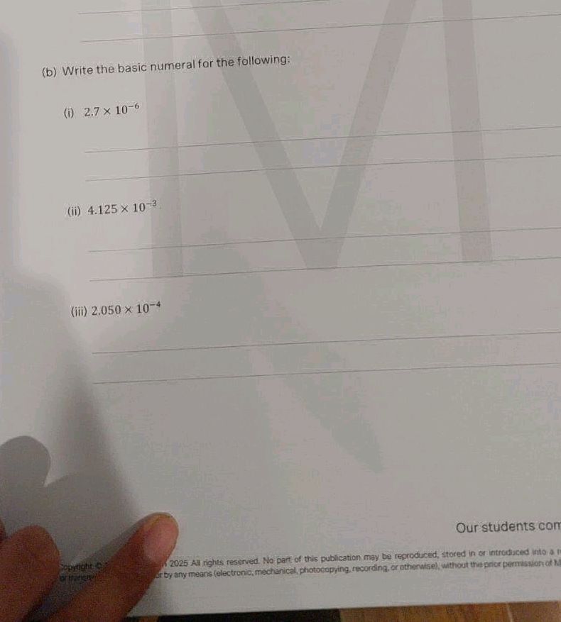 (b) Write the basic numeral for the | StudyX