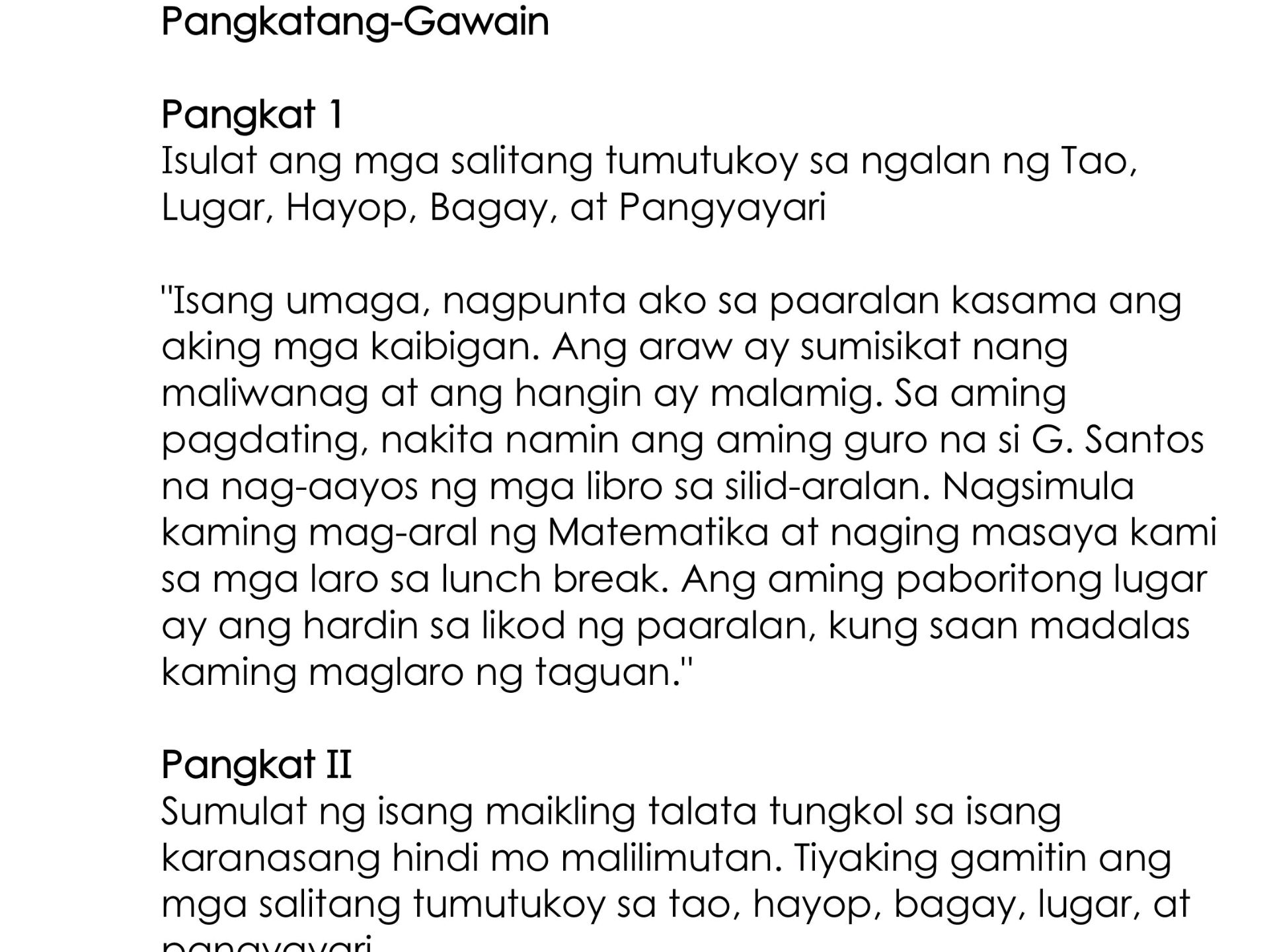 Pangkatang-Gawain Pangkat 1 Isulat ang mga | StudyX