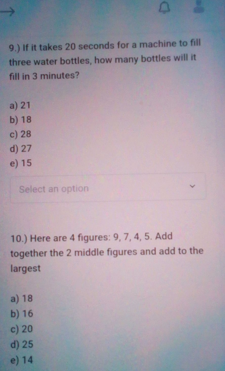 9.) If it takes 20 seconds for a machine to
