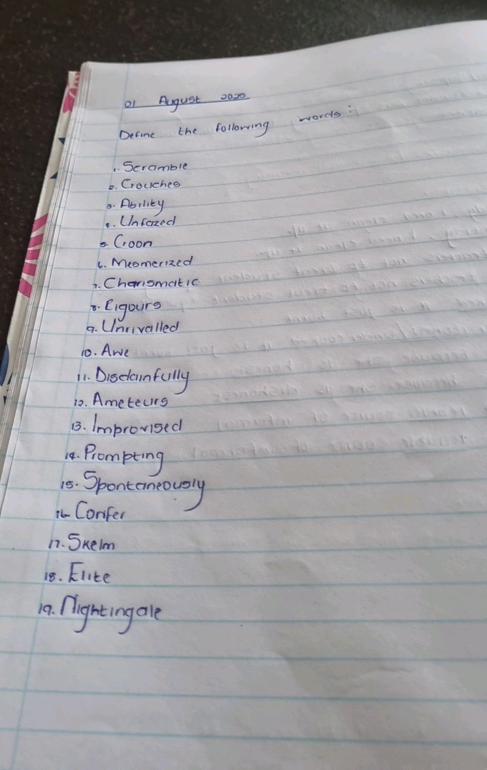 Define the following words: 1. Scramble 2. | StudyX