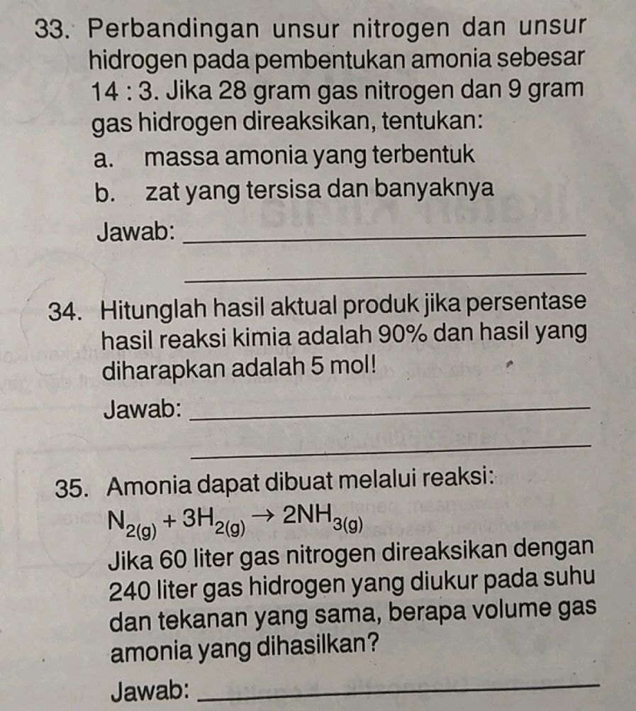 33. Perbandingan unsur nitrogen dan unsur | StudyX