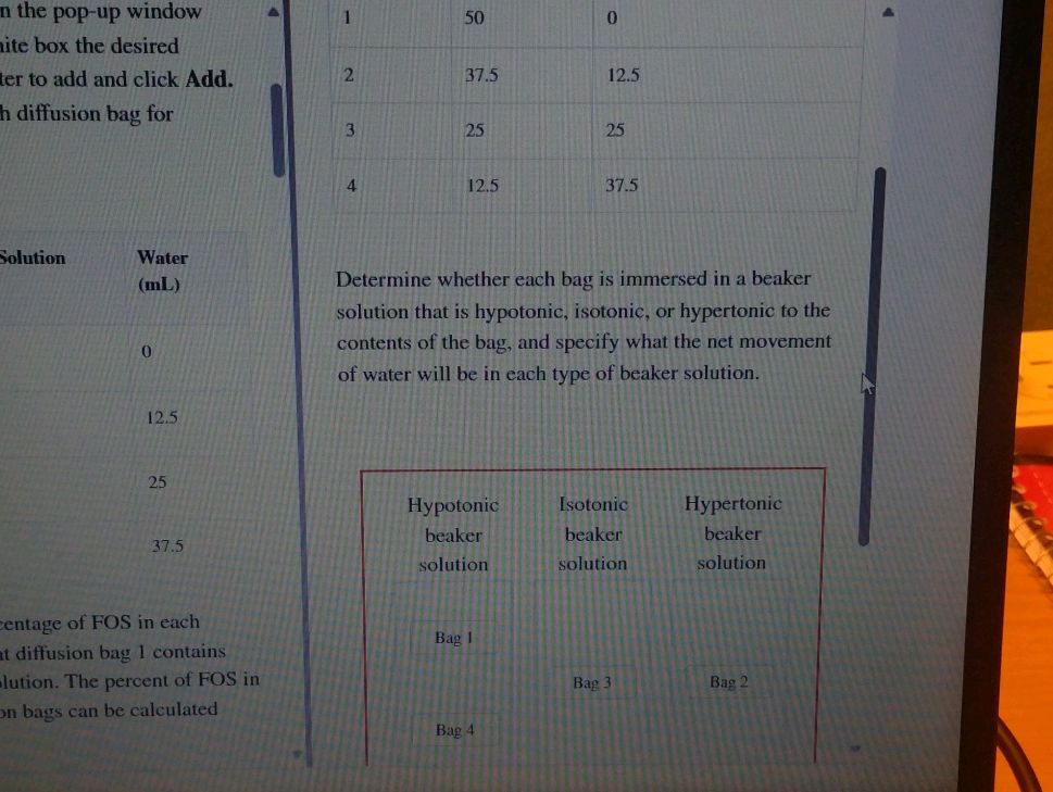 Determine whether each bag is immersed in a | StudyX