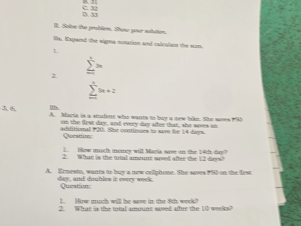 II. Solve the problem. Show your solution. | StudyX