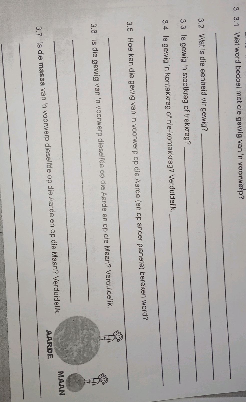 3.1 Wat word bedoel met die gewig van 'n