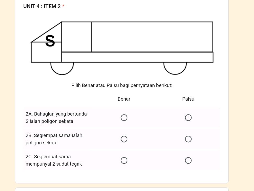 UNIT 4 : ITEM 2 * Pilih Benar atau Palsu | StudyX