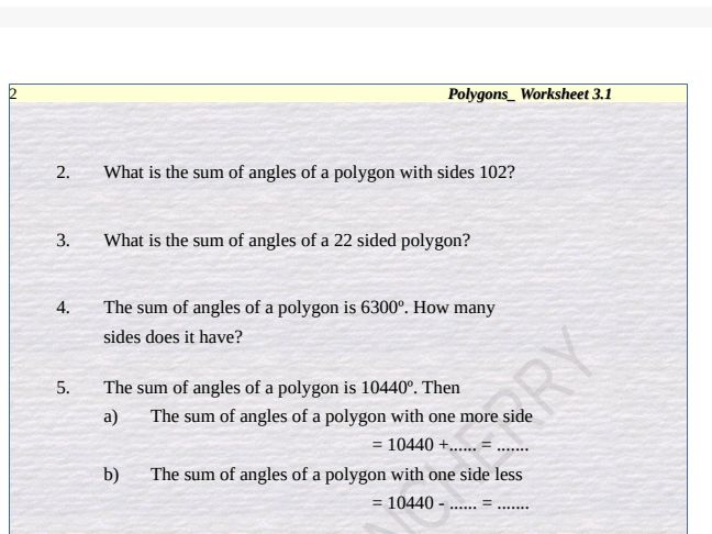 What is the sum of angles of a polygon with