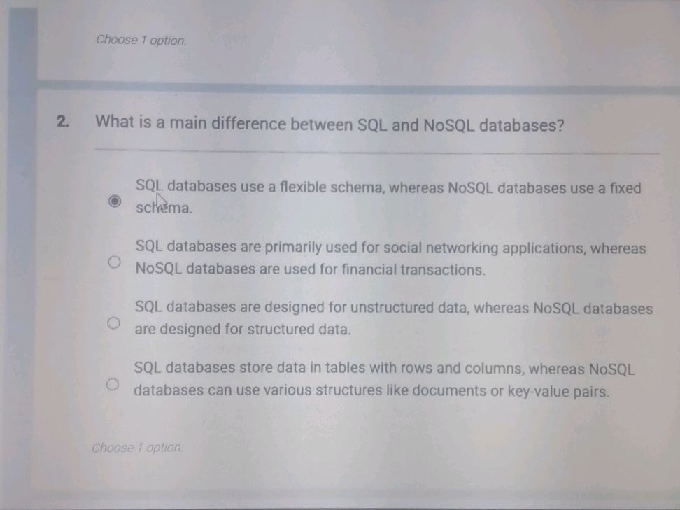 Choose 1 option. 2. What is a main | StudyX