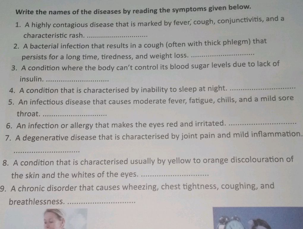 Write the names of the diseases by reading | StudyX