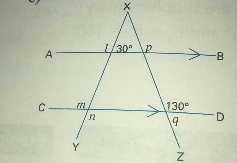 A diagram is shown with lines and angles