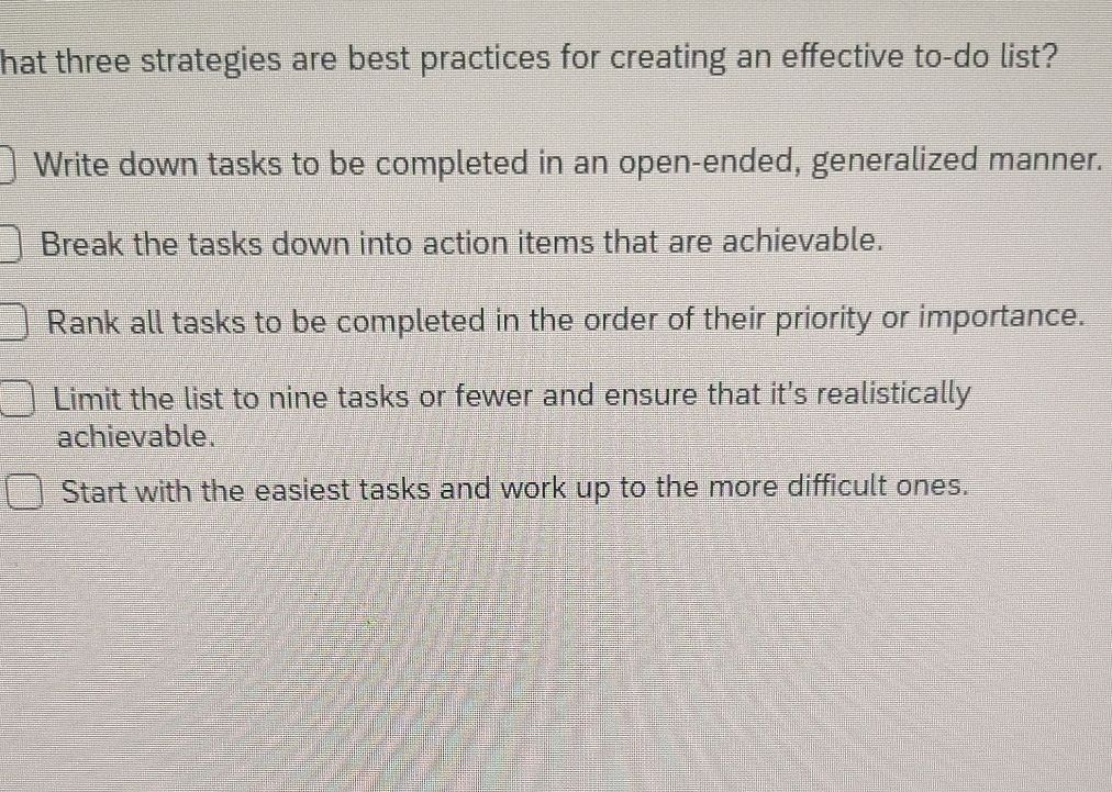 What three strategies are best practices for | StudyX